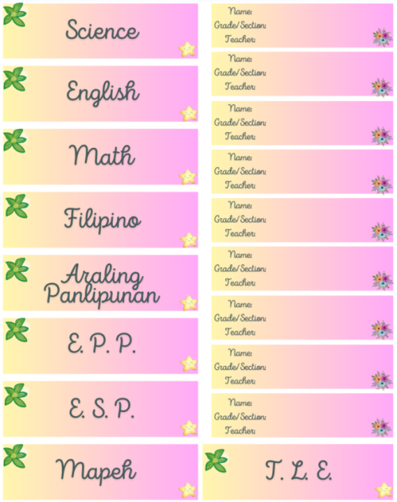 SUBJECT AND NAME STICKER SET HIGH QUALITY | Lazada PH