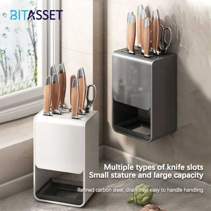 BITASSET Kitchen Knife Holder 304 Stainless Steel Knife Organizer Rack Drawer Holder Square ...
