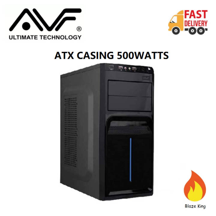 AVF ATX Casing with PSU 500Watts 20+4pin/2*Sata cable/Audio port (USB3 ...