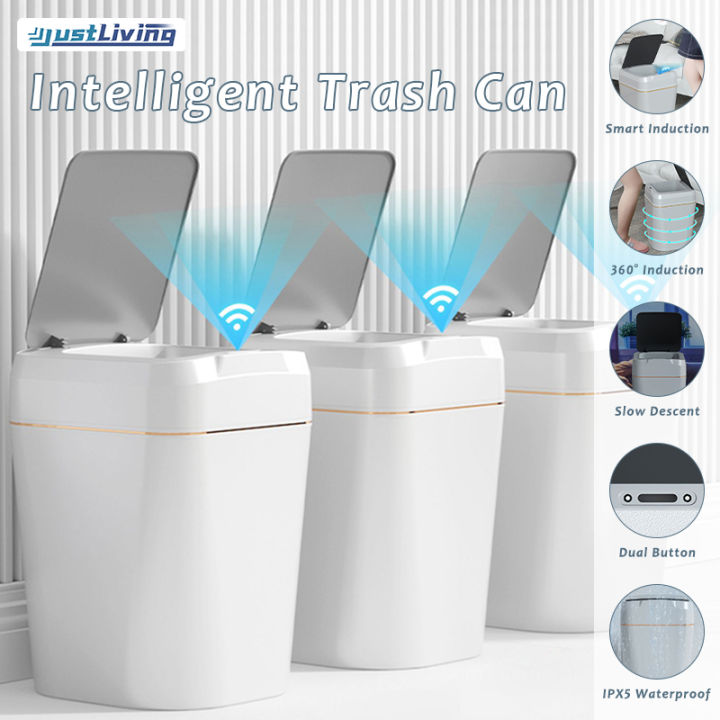JustLiving 20L Smart Sensor Trash Can Touchless Waterproof Garbage Can ...