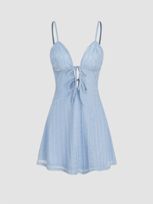 Cider V-neck Solid Knotted Backless Mini Dress | Lazada.co.th