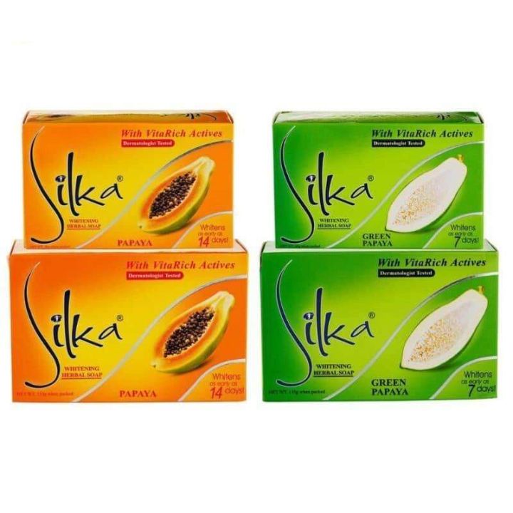 Silka Whitening Herbal Soap Papaya 135g Orioginal 100 Green Orange