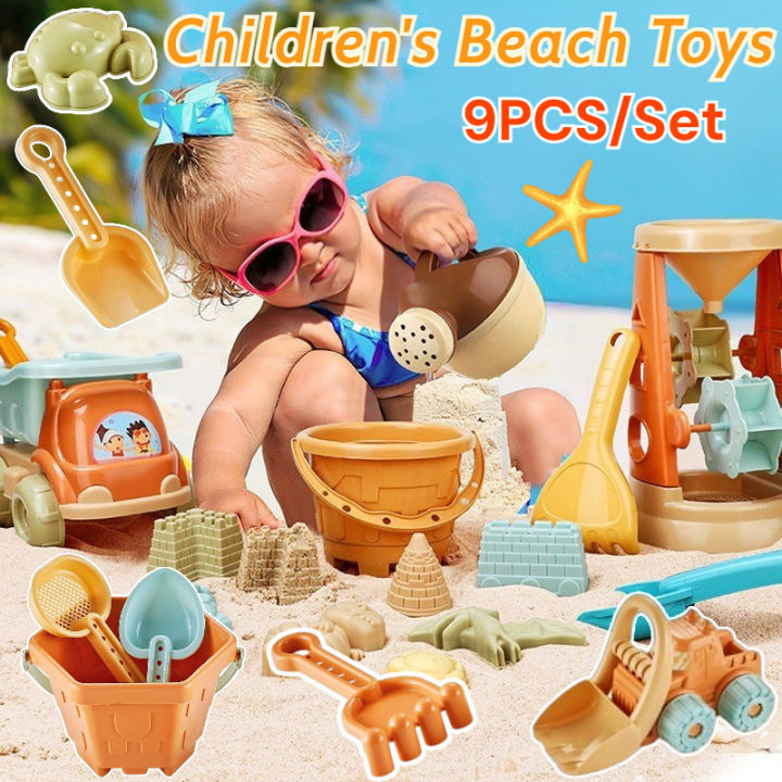 Kids Beach Toys Sand Set Plastic Sprinkler Bucket Seat Spade Shovel ...