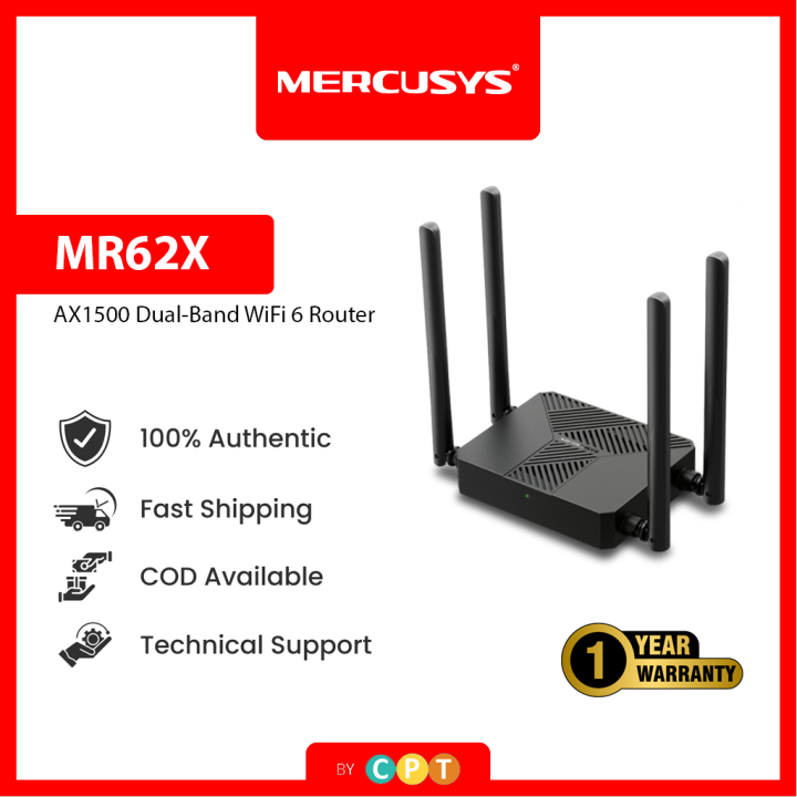 Mercusys MR62X AX1500 Dual-Band WiFi 6 Router | Lazada PH