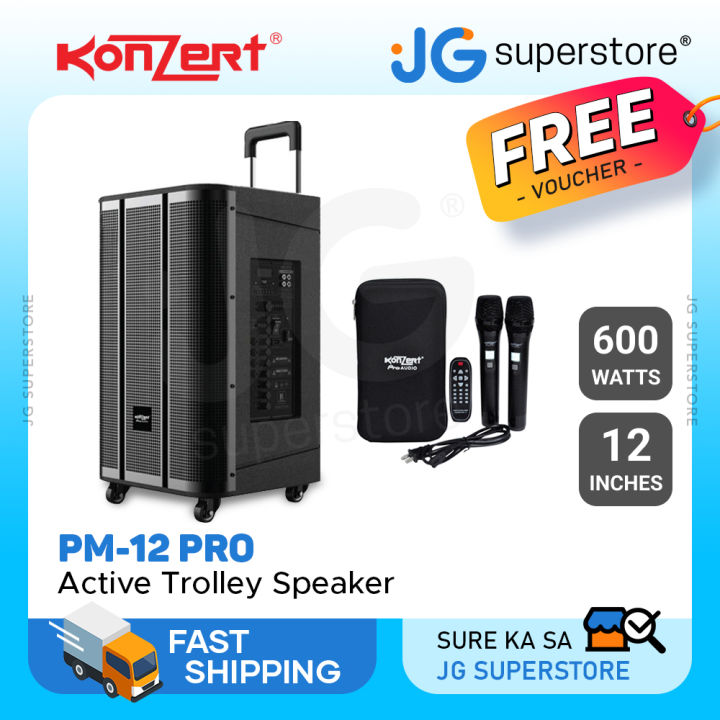 Konzert PM-12PRO 12" 600W Active Portable Trolley TWS Speaker 180 ...
