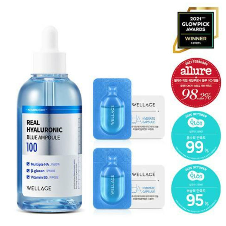 WELLAGE Real Hyaluronic Blue 100 Ampoule 100ml Special Set k beauty ...