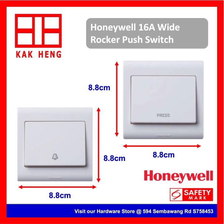 Honeywell 16A Wide Rocker Push Switch (Door Bell / Press Switch ...