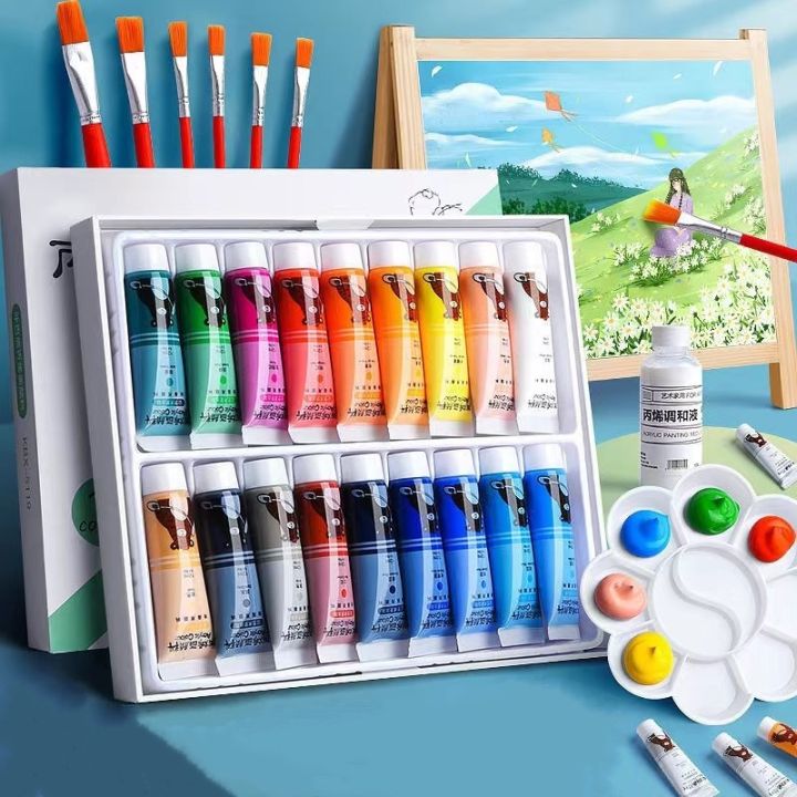 12 Colors Painting Set AcrylicGouache Watercolor Oil Painting Paint Set ...