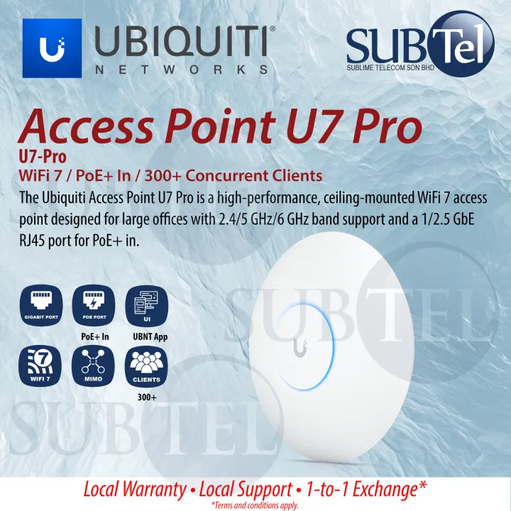 Ubiquiti U7-Pro WiFi7 Access Points 6 spatial streams 140 m² 300 ...