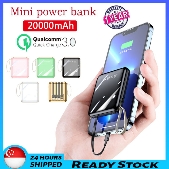 🇸🇬 [READY STOCK] Mini Power Bank 20000mAh Fast Charging with 4in1 ...