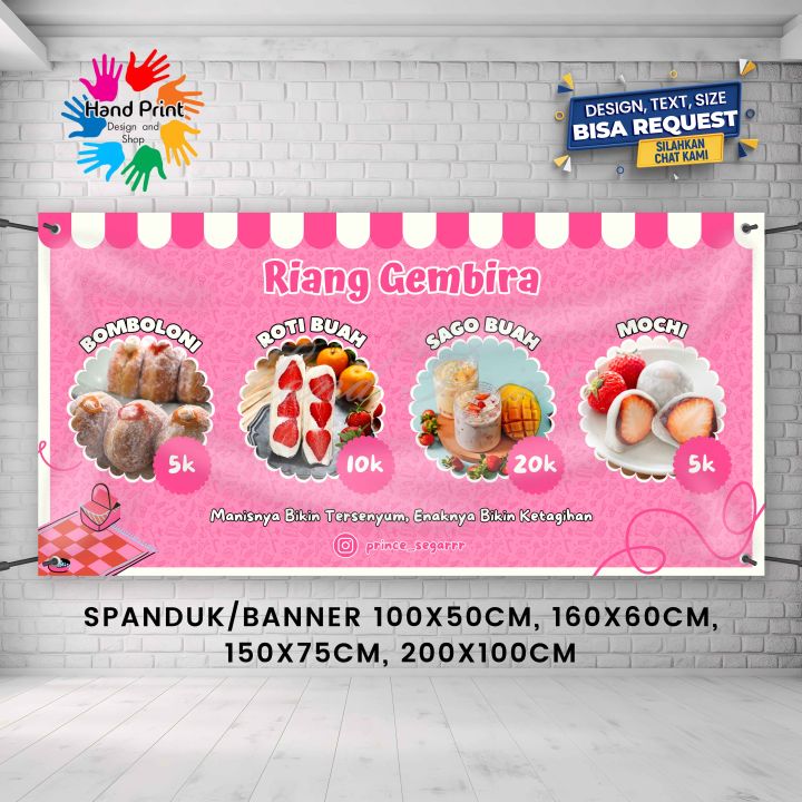Cetak Spanduk Banner Jualan Makanan Manis Pink Varian Spanduk Custom ...