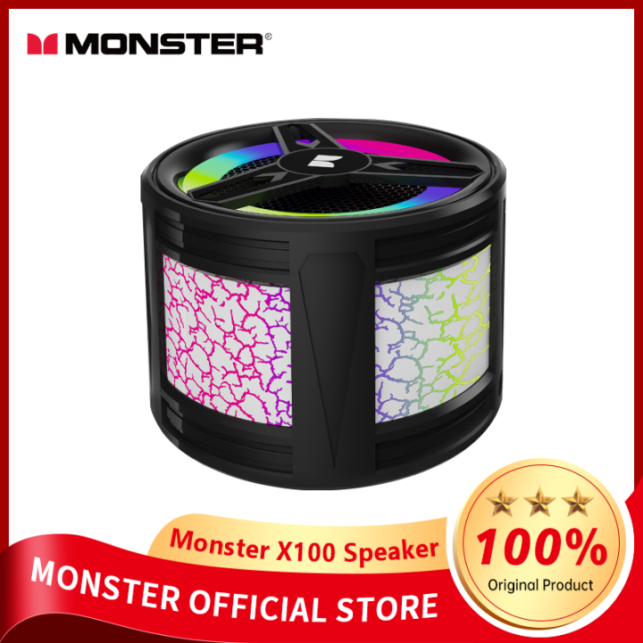 Monster X100 Portable Bluetooth 5.4 Speaker Stereo Surround RGB Light ...
