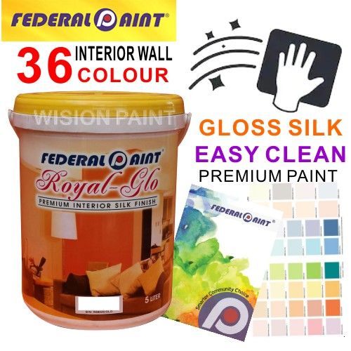 🔥READY STOCK🔥 ( 5L ) FEDERAL PAINT ( ROYAL GLO EASY CLEAN ) PREMIUM ...