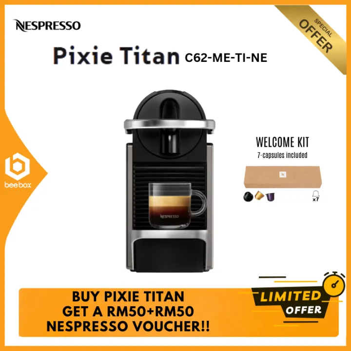 Nespresso Pixie Titan Coffee Machine Fast Heating Eco friendly C62-ME ...