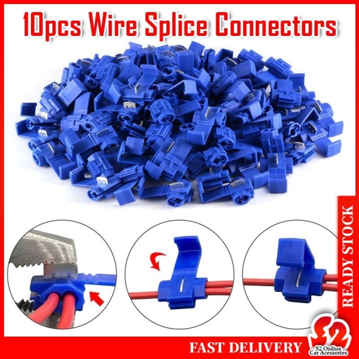 10PCS/PACK Blue Wire Quick Splice Connectors Blue Electrical Scotch Lock Wire Connectors Quick ...