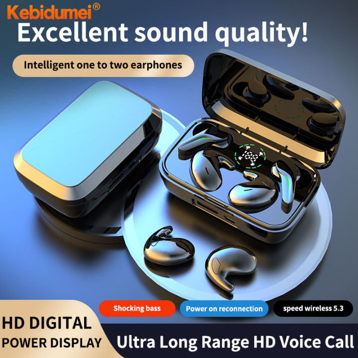 Kebidumei Tai nghe không dây Bluetooth Bt5.3 tai nghe kép Trong Tai nghe nhét âm thanh nổi Bass ...