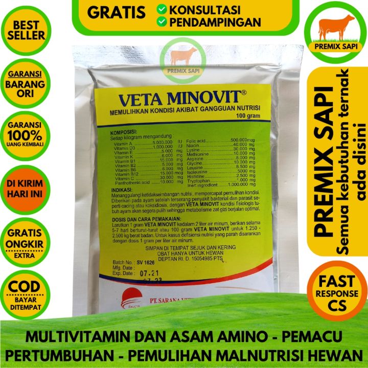 VETA MINOVIT 100 gr - Multivitamin dan multi asam amino komplit ...