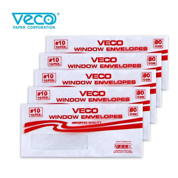 Veco Window Envelope 80gsm #10 (5sets x 10pcs=50pcs) | Lazada PH