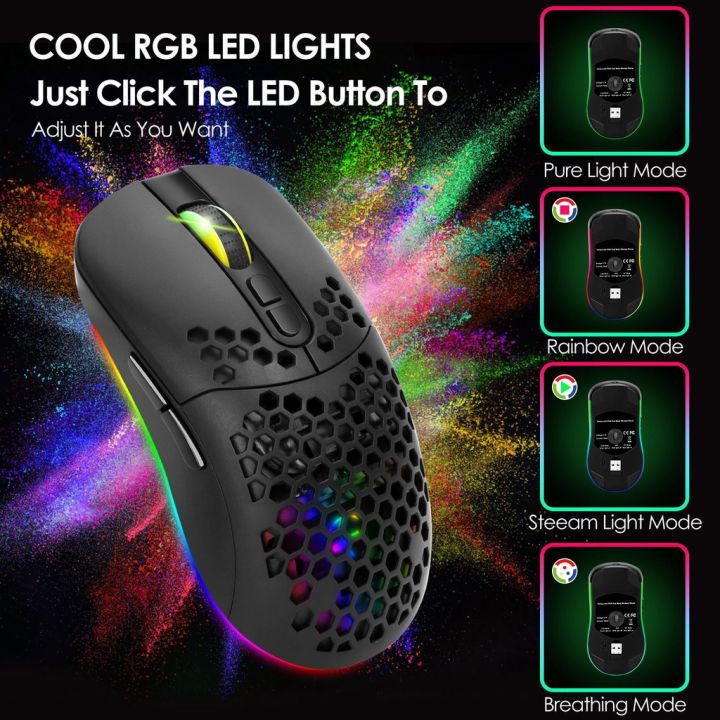 [local] [cod] Ergonomic Wireless Rechargable Bluetooth Honeycomb Gaming Mouse Lazada Ph