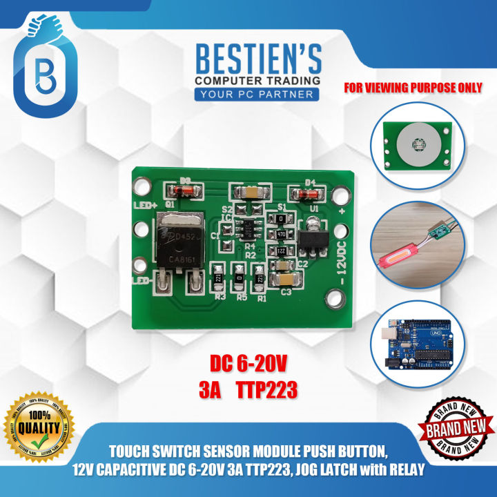 TOUCH SWITCH SENSOR MODULE PUSH BUTTON, 12V CAPACITIVE DC 6-20V 3A ...