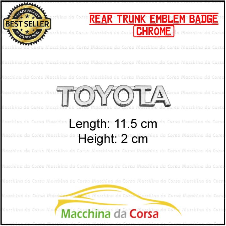 Toyota Logo Word Rear Trunk Emblem (Chrome) 11.5 CM | Lazada PH