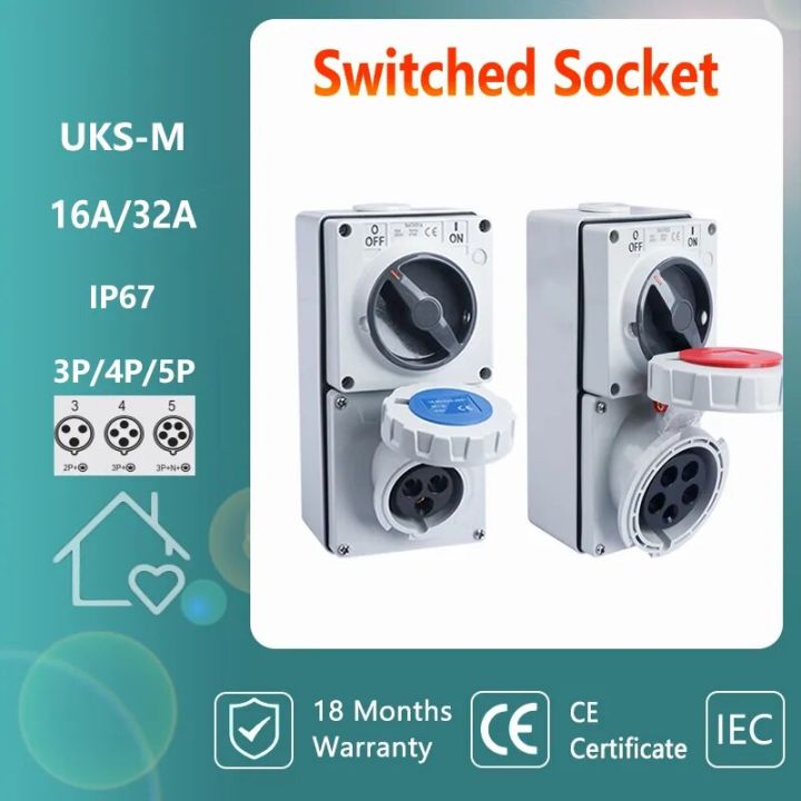 2023IP67 Electrical Waterproof Switch CEE Socket 3P 16A IP66 Isolator ...