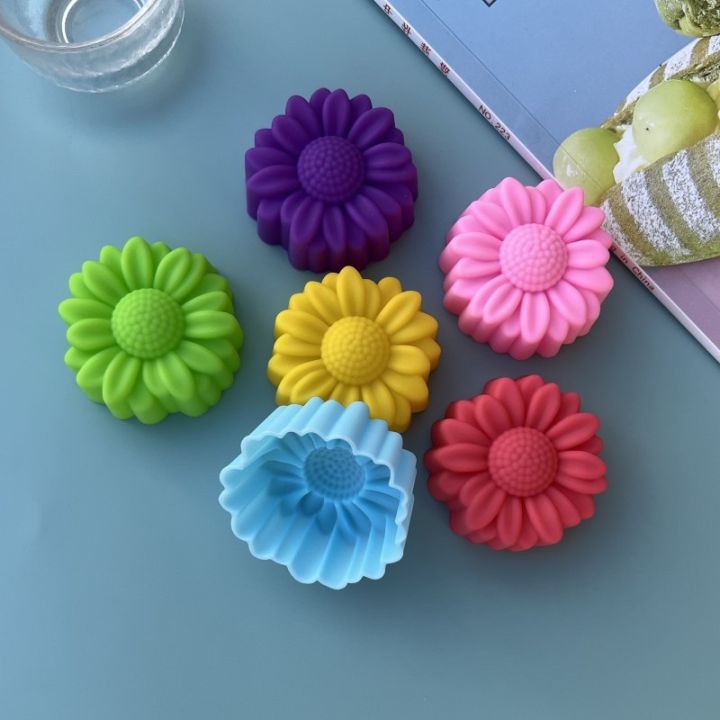 12 Pcs/Set Non-Stick Flower Designs Silicone Mold Chocolate Pudding Ice ...