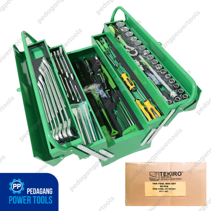 TEKIRO Tool Kit Set 66 pcs Mekanik Box Besi Perkakas Socket Wrench | Lazada Indonesia