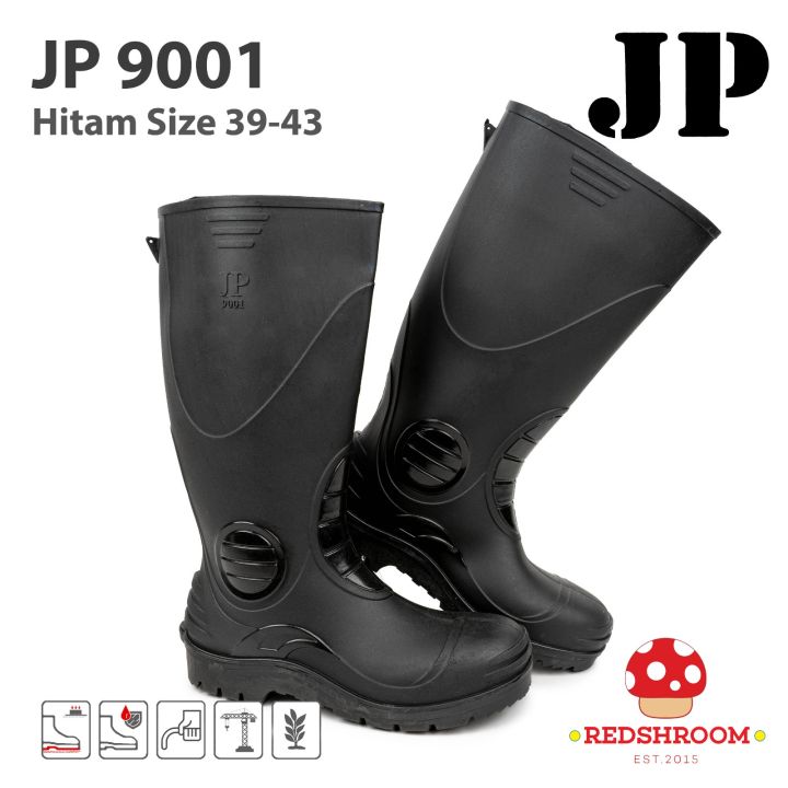 Sepatu Boot Tinggi JP 9001 Hitam Jeep Boots Karet Lokal Ringan Lentur ...