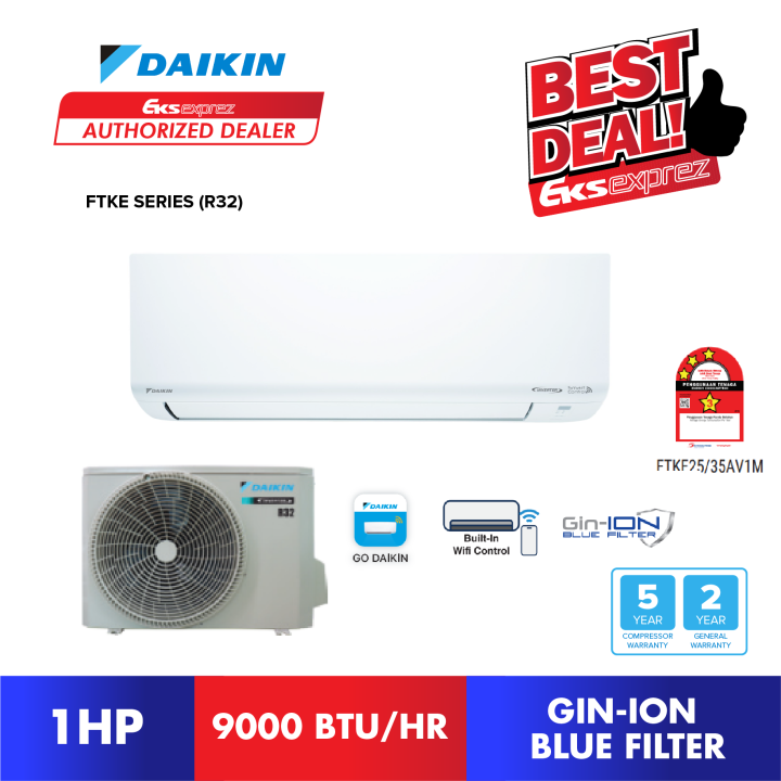 [Built-in Wifi] Daikin FTKE Series (R32) Inverter Aircond, FTKE25 (1HP), FTKE35A (1.5HP ...
