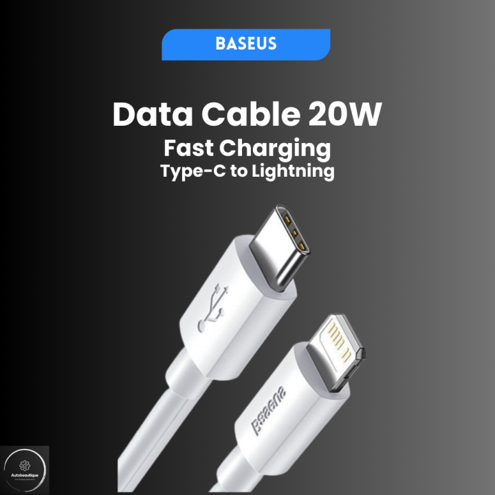BASEUS Kabel Data iPhone 14 iPad PD 20W Type C to Lightning Fast ...
