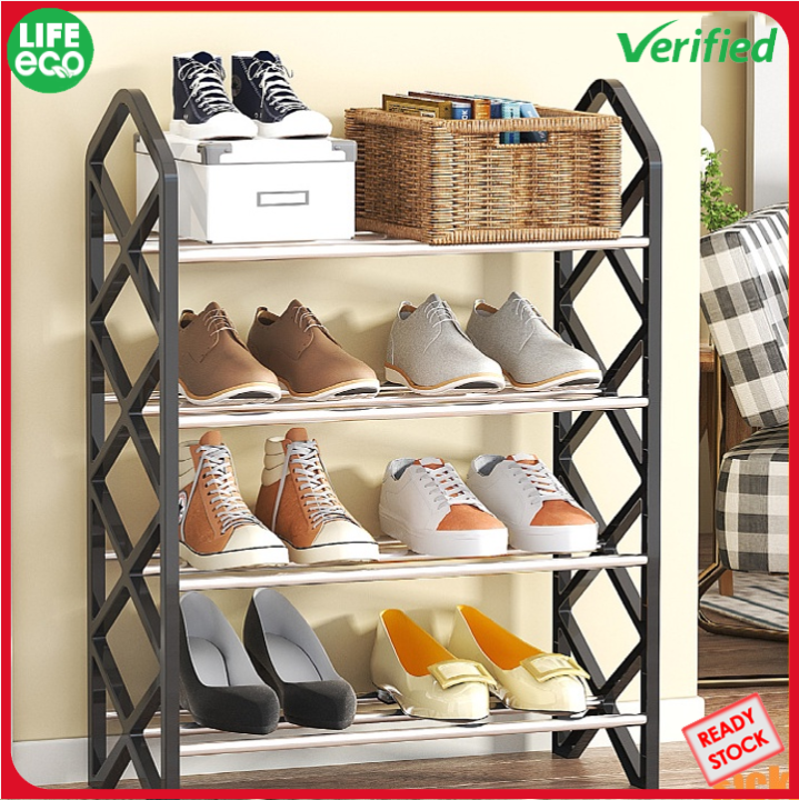 Life-Eco Home Storage Rack Shoe Cabinet Shoes Rack 4 Tiers Carbon Steel ...