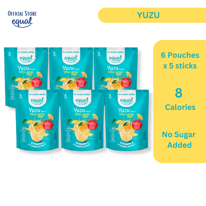 Equal Glow Yuzu Flavor x 6 Pouches - Vita+ Instant Drink with Vitamin C ...