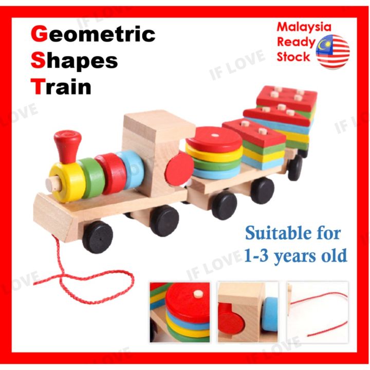 Wooden Geometric Shape Matching Childhood Educational Train Set | Lazada