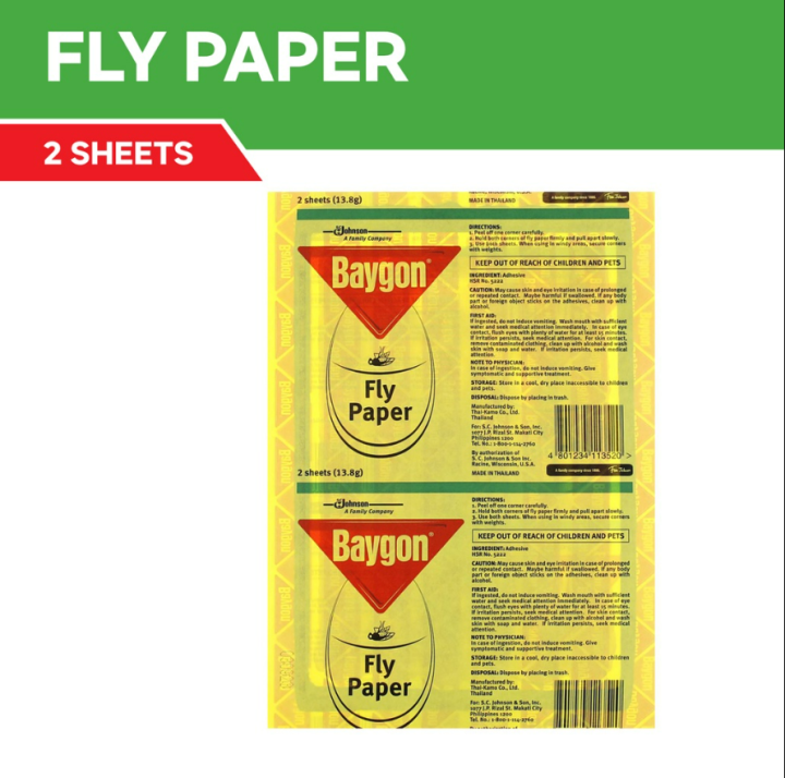 Baygon Fly Paper Sticky Paper Catcher Mice Trap Catch Flies Trap ...