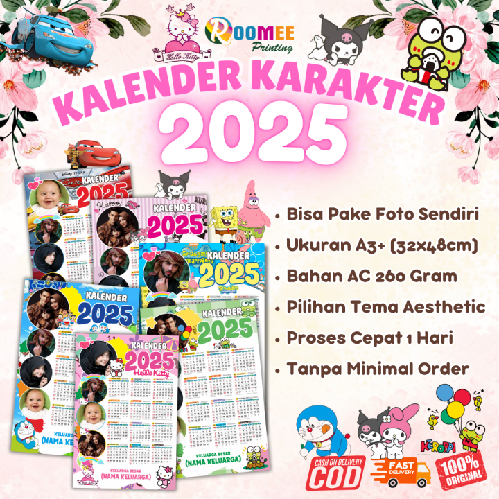 KALENDER 2025 KARAKTER CUSTOM TULISAN DAN FOTO SENDIRI / LENGKAP DENGAN ...