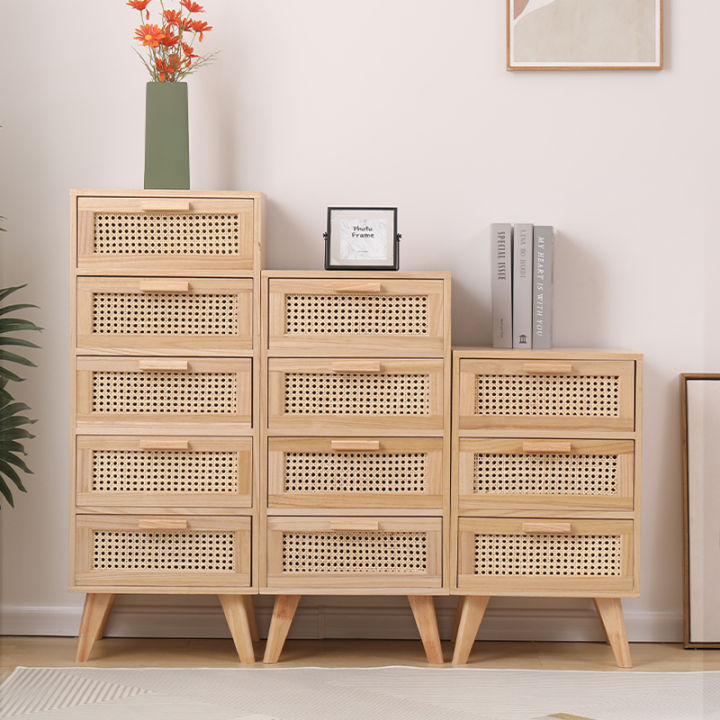 Bucket storage cabinet, solid wood combination, rattan woven five ...