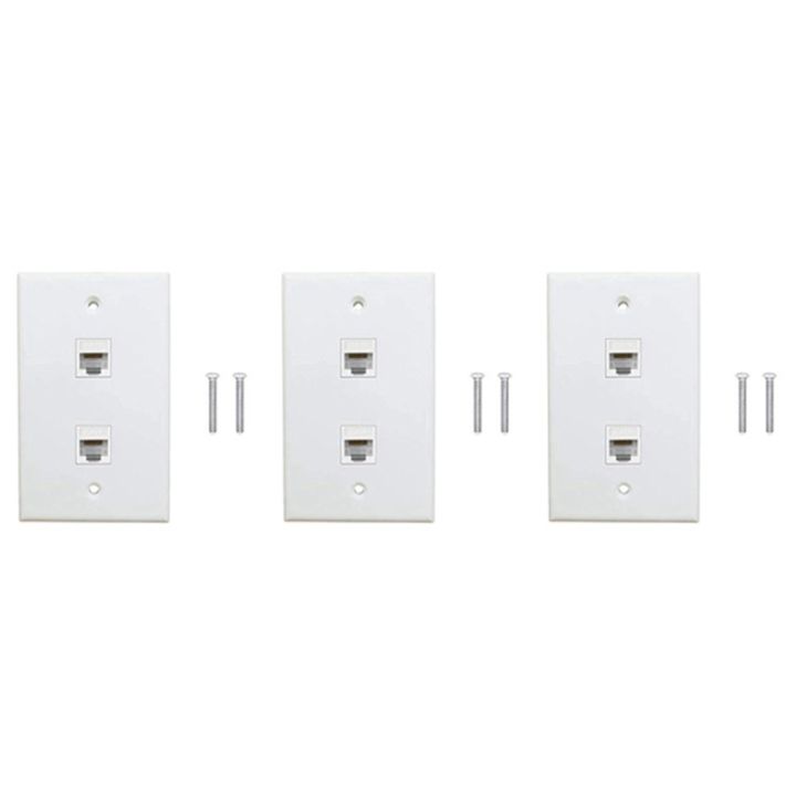 3 Pack 2 Port Ethernet Wall Plate, Cat6 Female to Female Wall Jack RJ45 ...