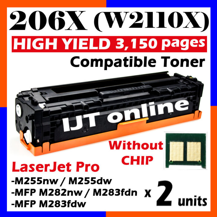 2 Units BLACK Compatible Colour Laser Toner 206A W2110A W2110X W2111A ...