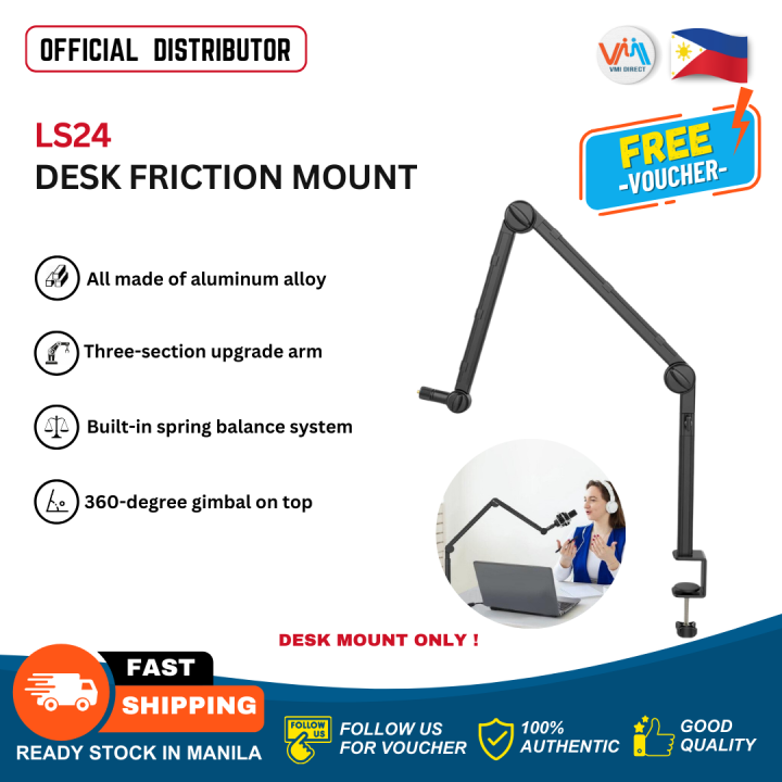 LS24 Desktop Microphone Stand 360° Adjustable Suspension Boom Mic Arm ...