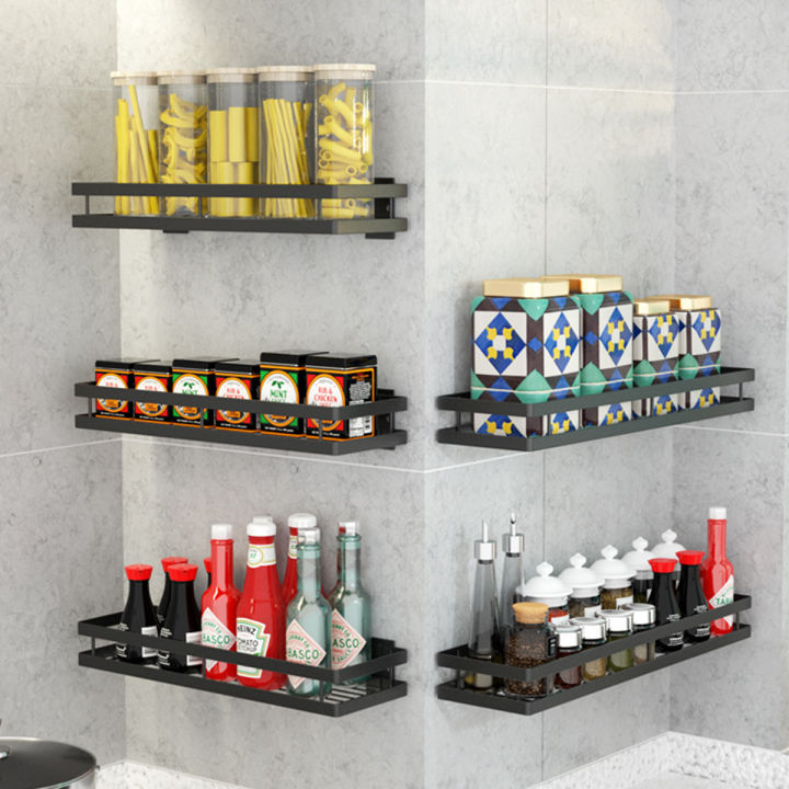 Kitchen Organizer Spice Rack Wall Mounted Basket Condiments Hanging ...