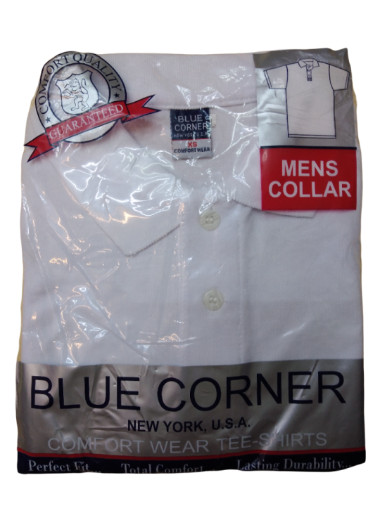 Blue Corner Comfort Wear Men's White Collar short sleeve polo shirt ...