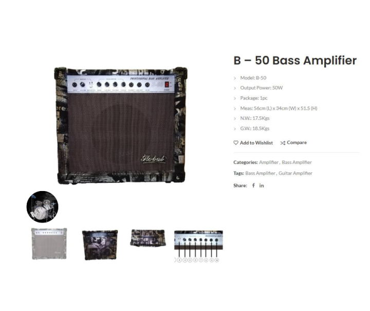 50 Watts Guitar and Bass Amplifier with built in Distortion and 2 ...