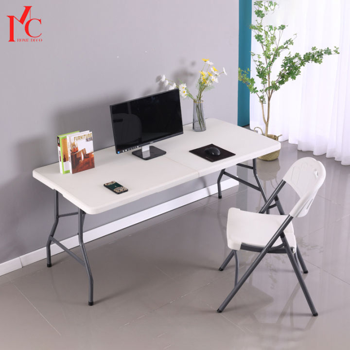 6 FT Brown folding table heavy portable computer table office dining ...