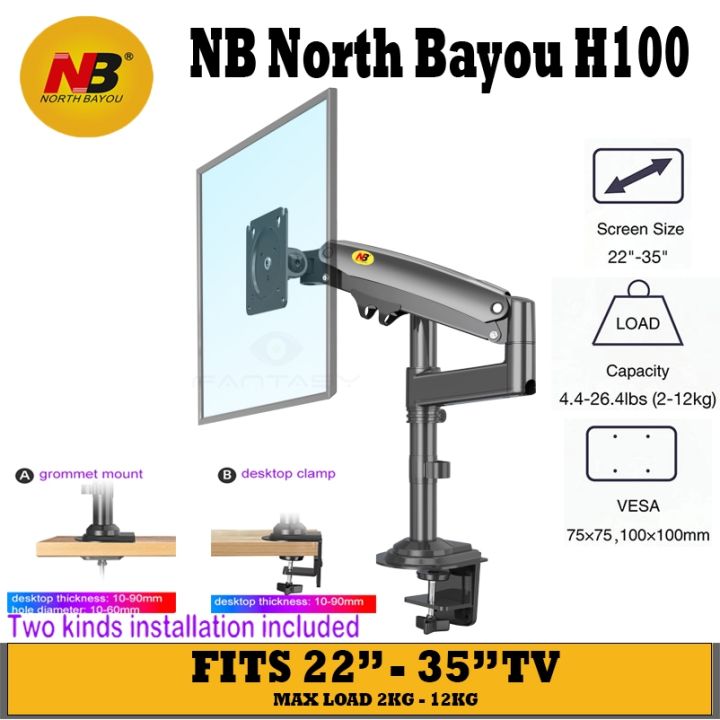COD FANTASY NB NORTH BAYOU NEW DESIGN NB H100 22-35 Inch 2-12KG Gas Strut Single TV Computer ...