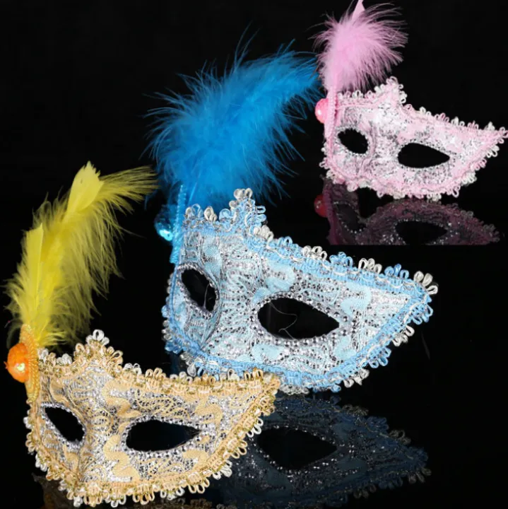 MSIA Ready Stock/ Carnival Feather Masks Venetian Halloween Party Masks ...