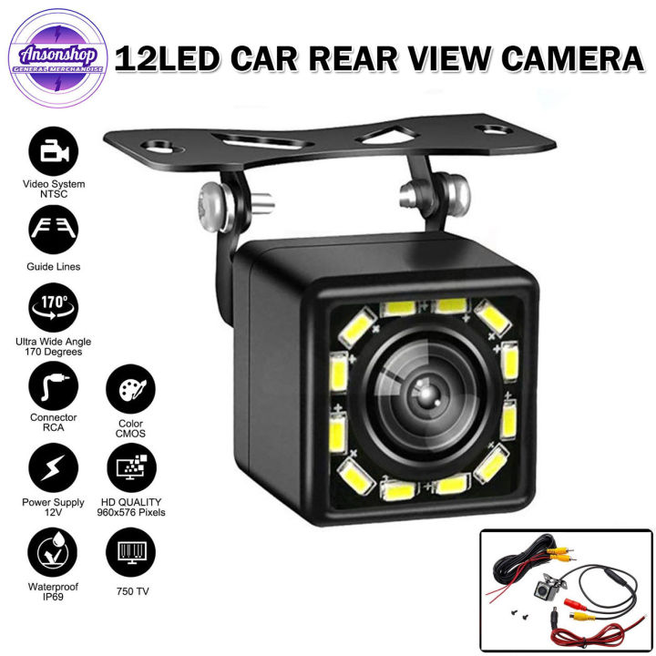 12 Led Hd Car Rear View Camera Auto Parking Reverse Backup Camera Night ...