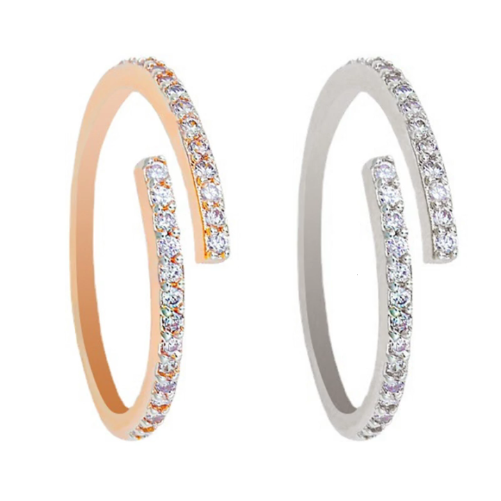Stacking Opening Adjustable Ring Cubic Zirconia Finger Ring Accessory for Couple Elegant Party ...