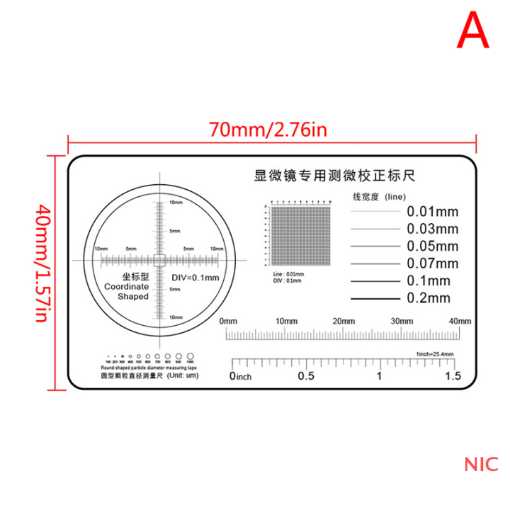 Nic Soft Ruler Microscope Micrometer Calibration Slide Line Width