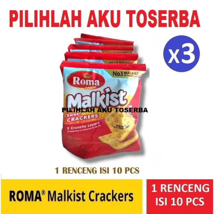 Biskuit Roma Malkist Crackers 14 Gr - ( HARGA 1 PAKET ISI 3 RENCENG ...